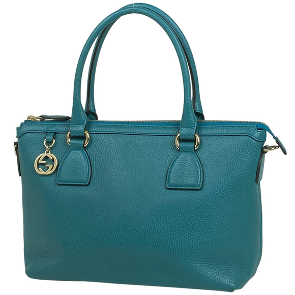 Gucci | Bags | Gucci Interlocking G Handbag Leather Turquoise Blue ...